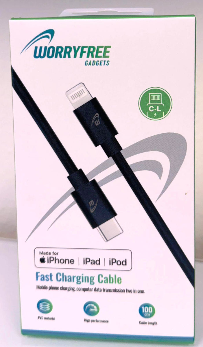 MFi Certified Type C to Lighting Cable 1M Length, Black – Worryfree Gadgets